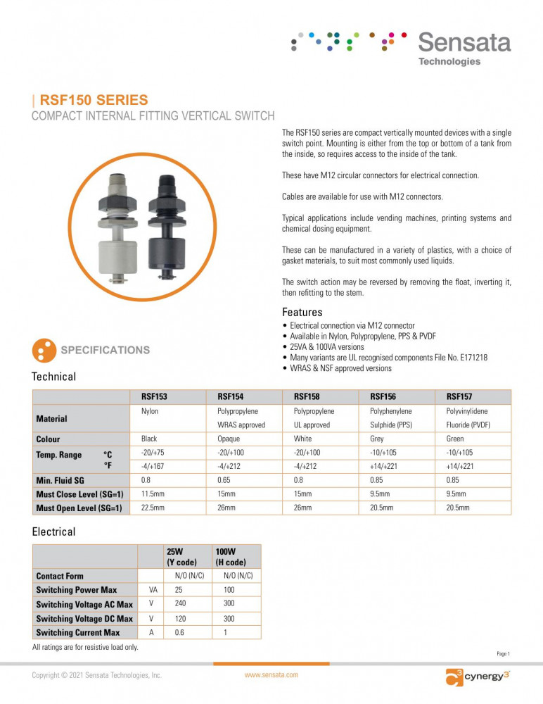RSF150 series product overview and specifications