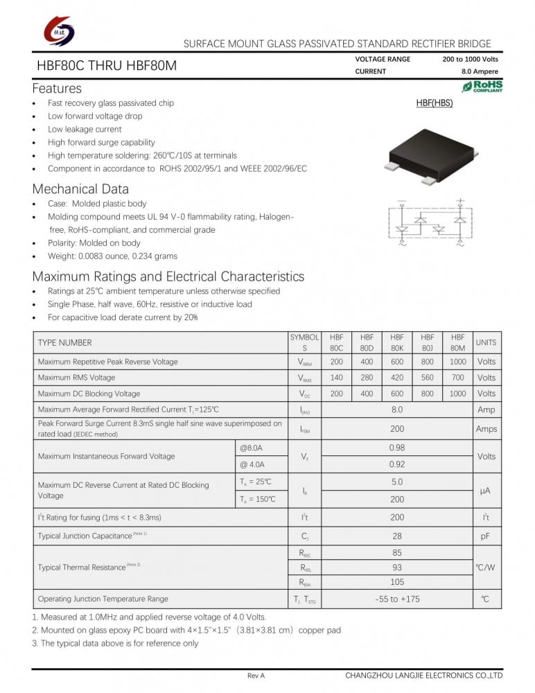 HBF80M datasheet page 1
