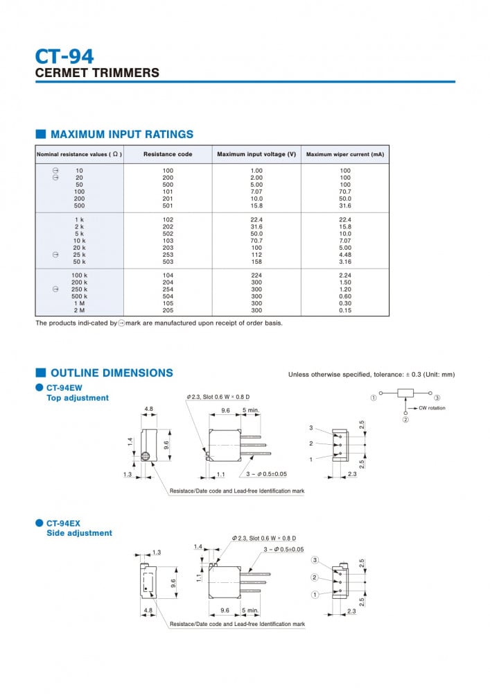 CT-94EW102 datasheet page 3
