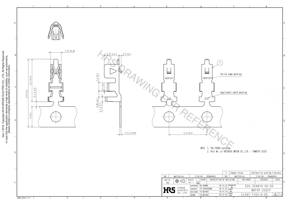 HRS MDF97-22SCF technical drawing page 1