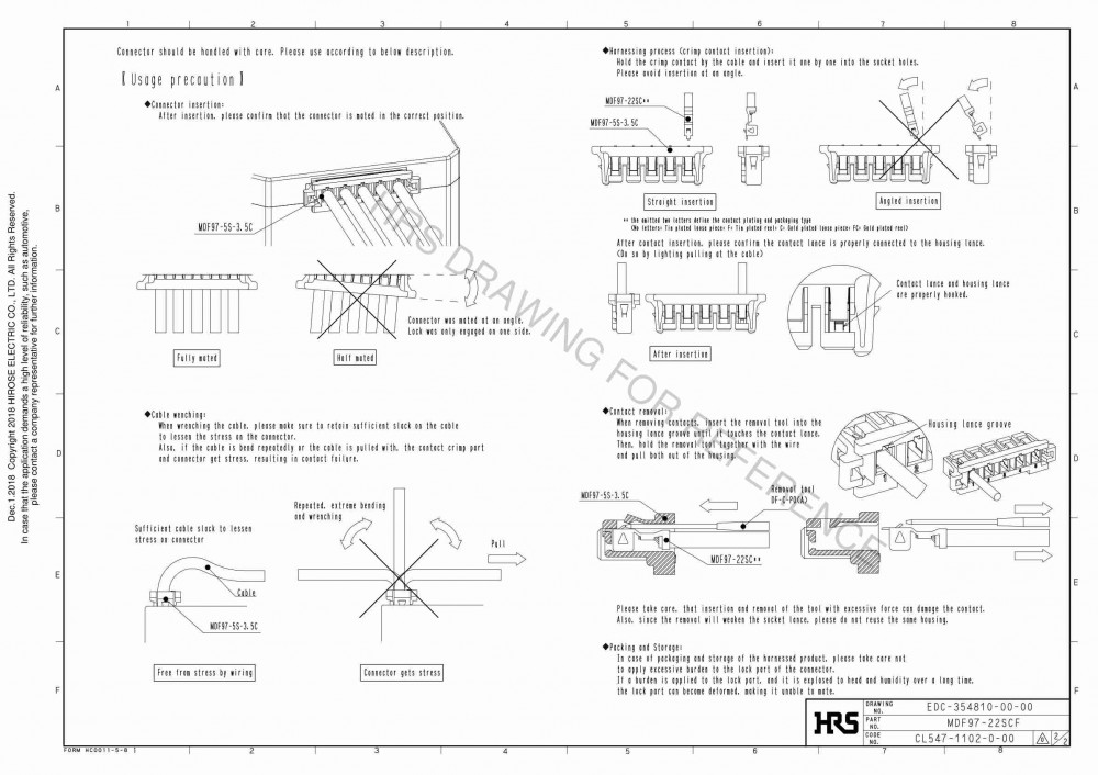 HRS MDF97-22SCF handling precautions page 2