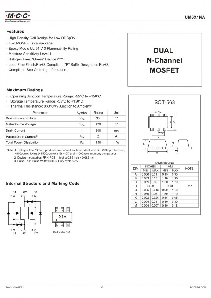 UM6X1NA-TP datasheet page 1