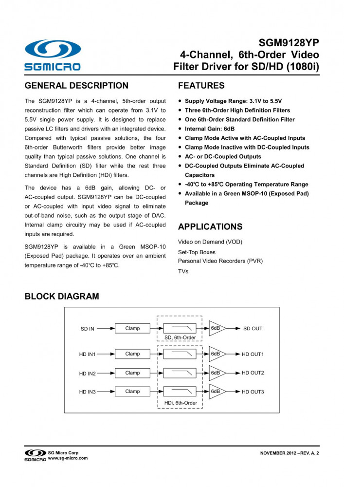 SGM9128YP datasheet preview, page 1