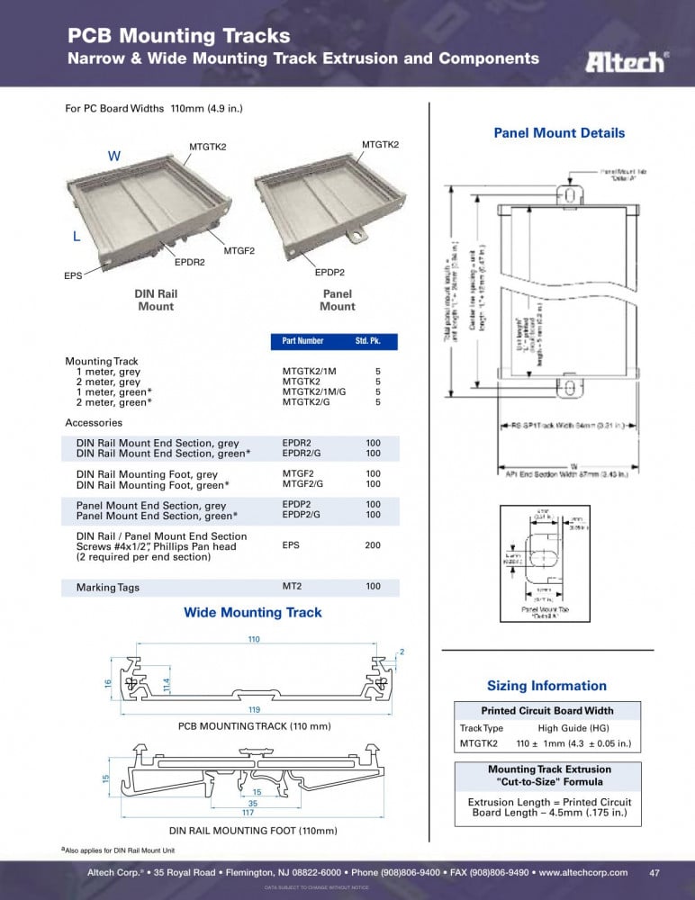 Altech MTGF2 technical document page