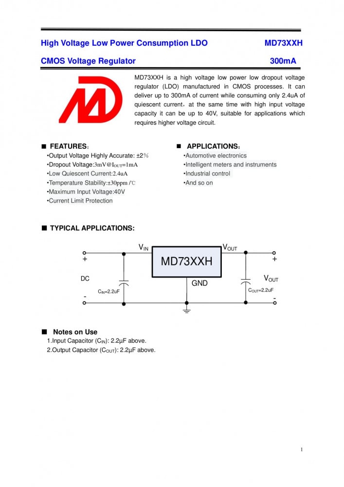MD73XXH datasheet page 1
