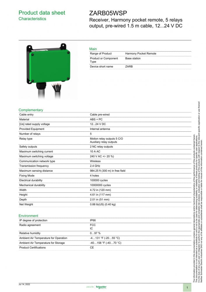 ZARB05WSP technical document page 1