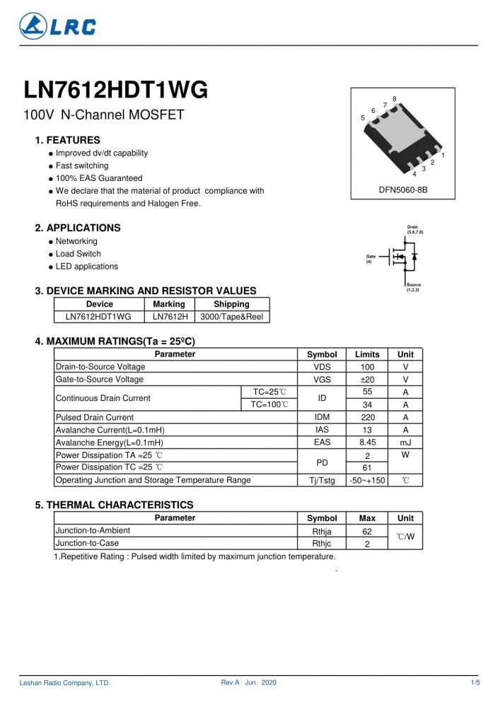 LN7612HDT1WG datasheet page 1