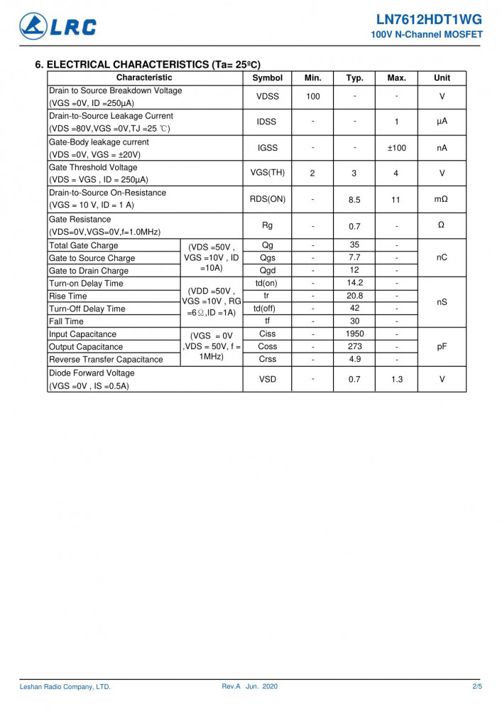LN7612HDT1WG datasheet page 2