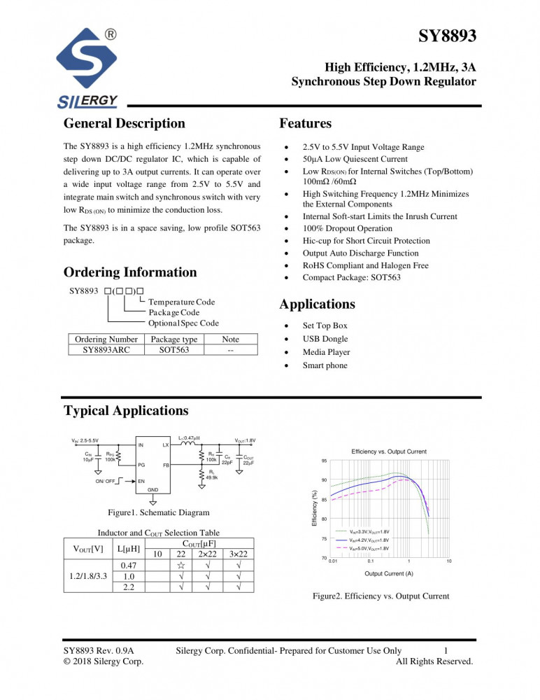 SY8893ARC datasheet page 1