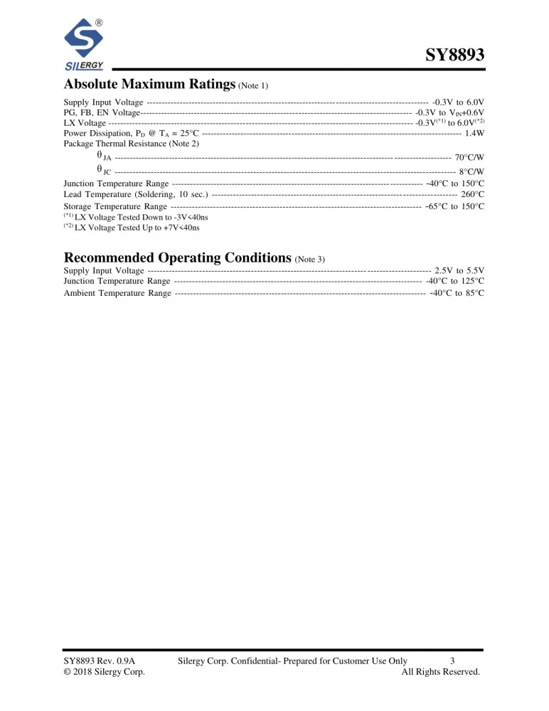 SY8893ARC datasheet page 3