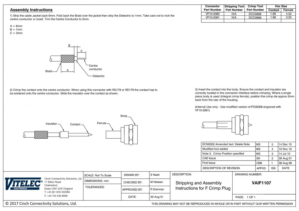 CINCH VF10-2061 assembly instruction illustration