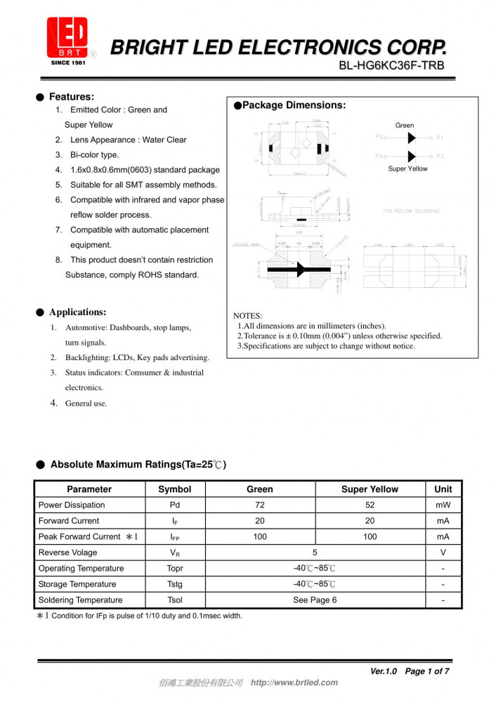 BL-HG6KC36F-TRB datasheet page 1