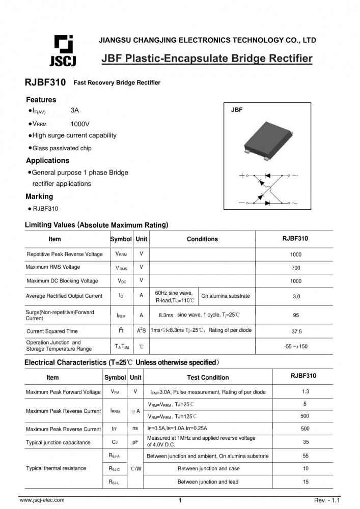 RJBF310 datasheet page 1