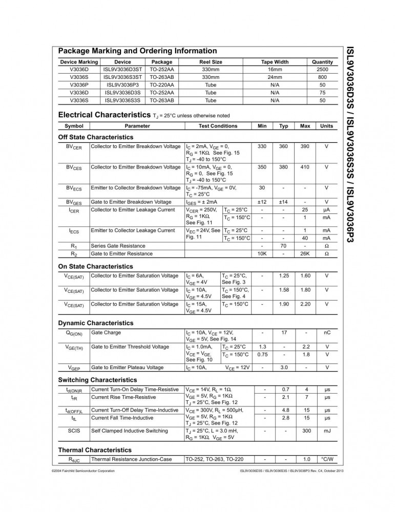 ISL9V3036S3ST datasheet page 3