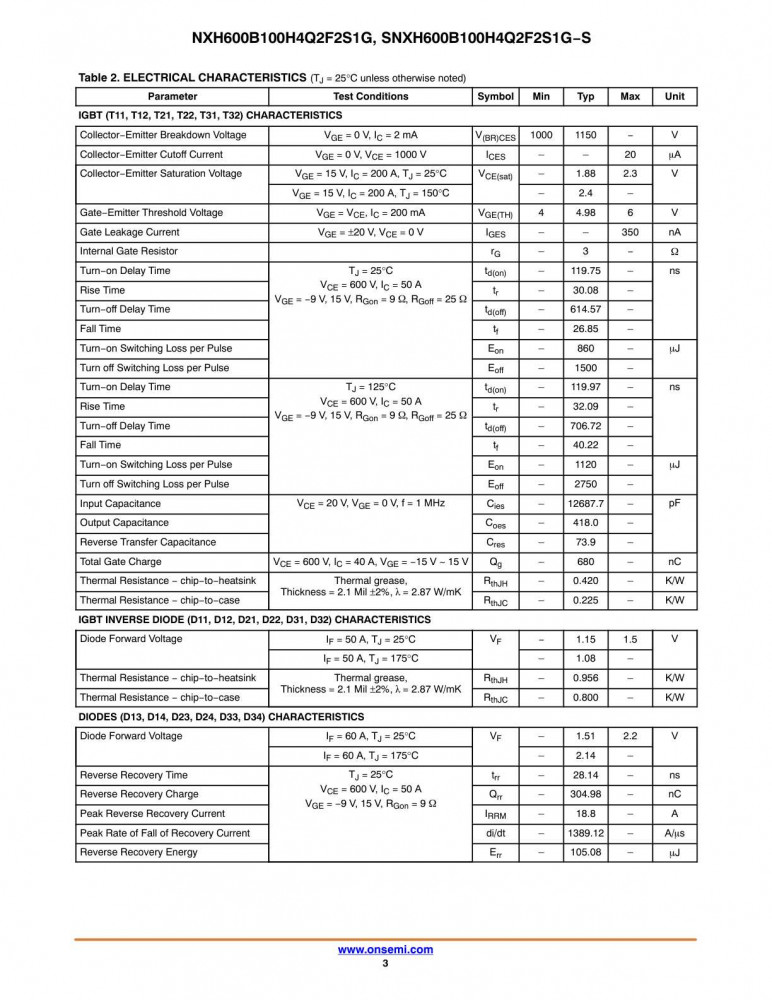 NXH600B100H4Q2F2S1G datasheet page 3