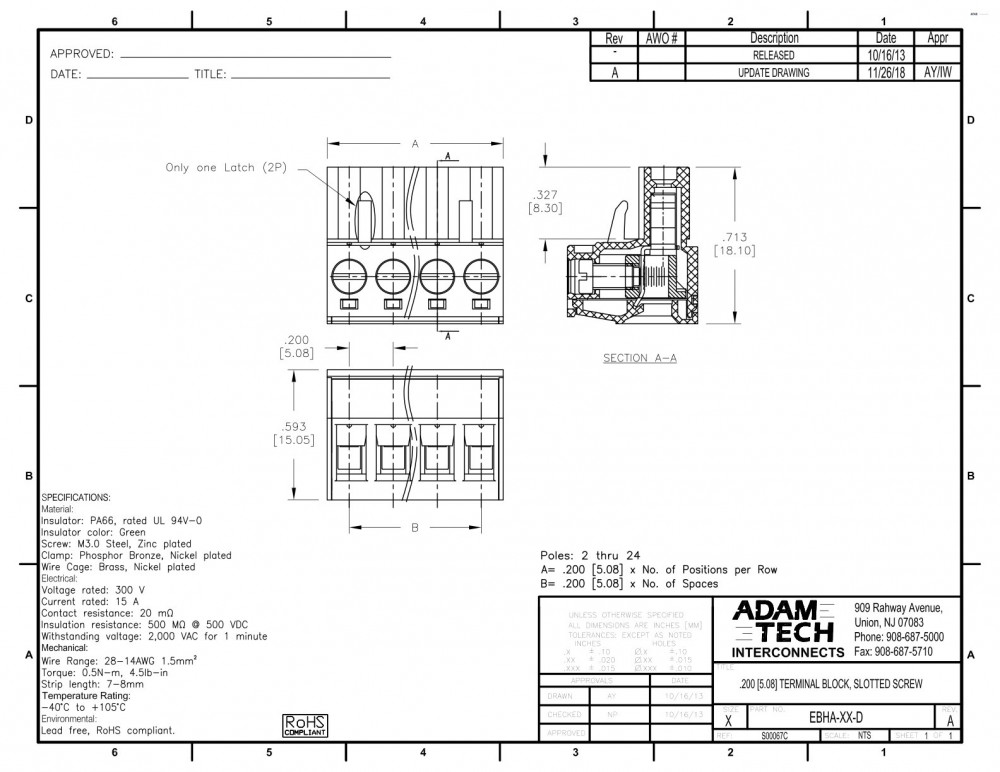 ADAM TECH EBHA-03-D technical drawing preview