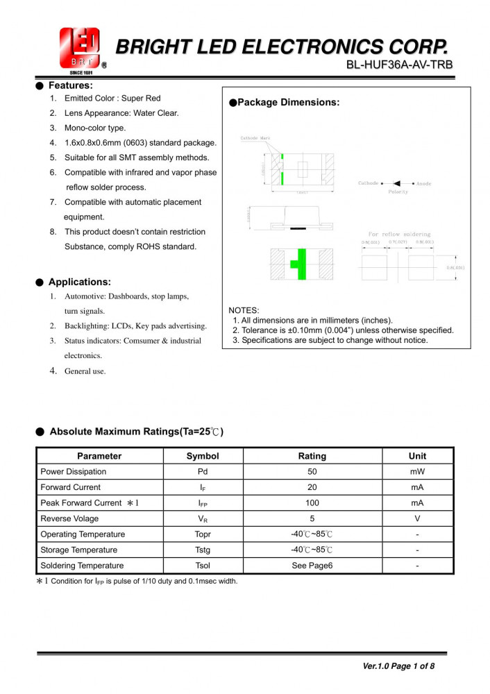 BL-HUF36A-AV-TRB datasheet page 1