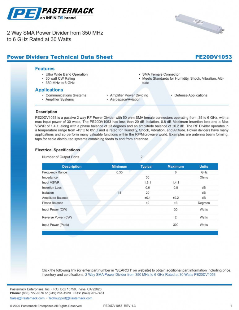 PE20DV1053 technical document page 1