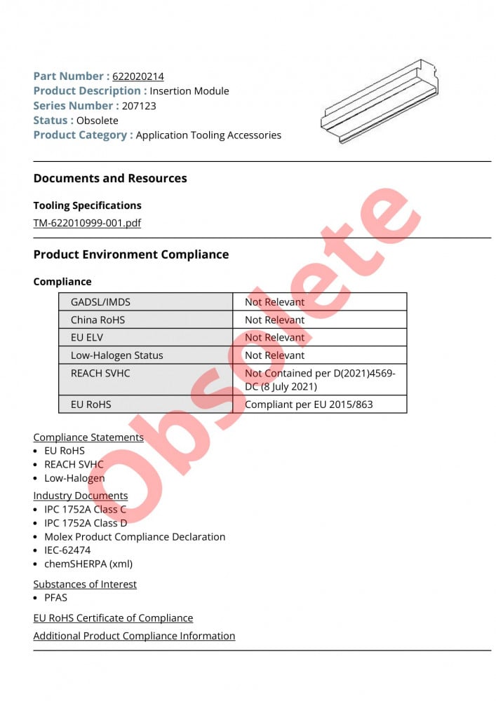Molex tooling document page 1
