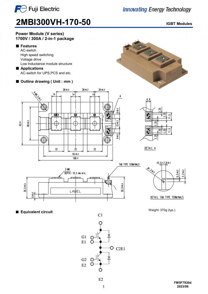 2MBI300VH-170-50 datasheet page 1