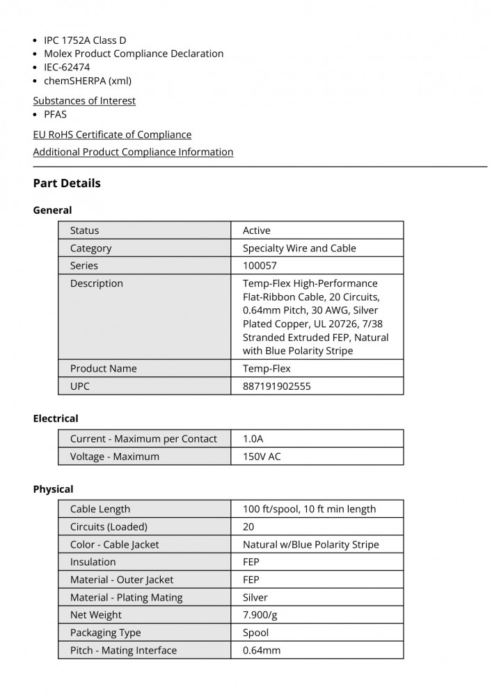 MOLEX cable document page 2