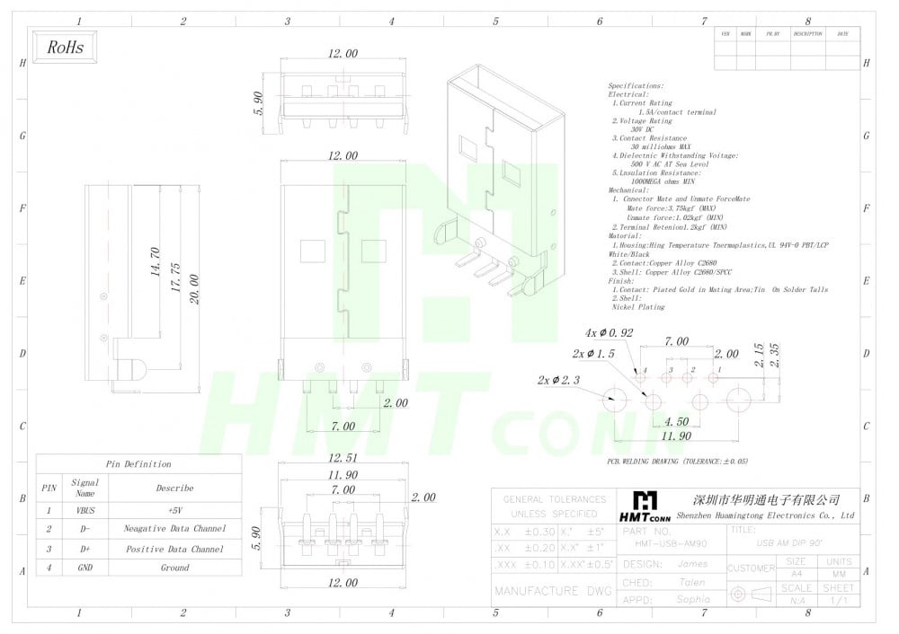 HMT-USB-AM90 technical document preview