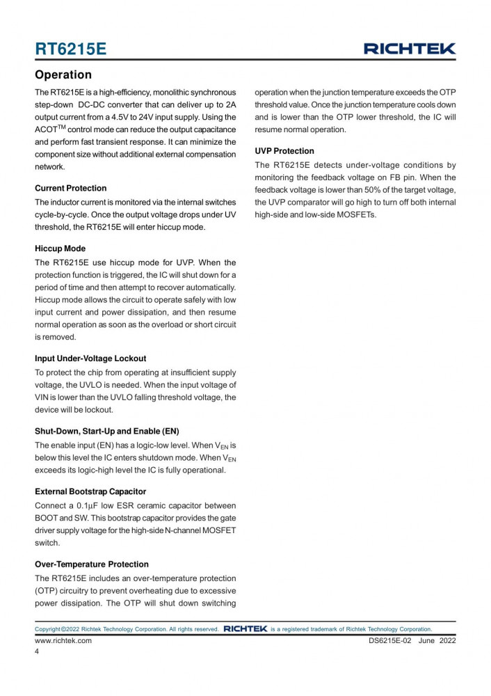 RT6215E datasheet page 4