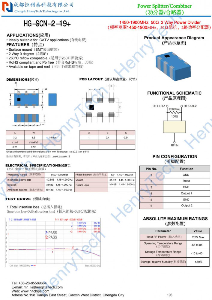 HG-SCN-2-19+ datasheet page 1