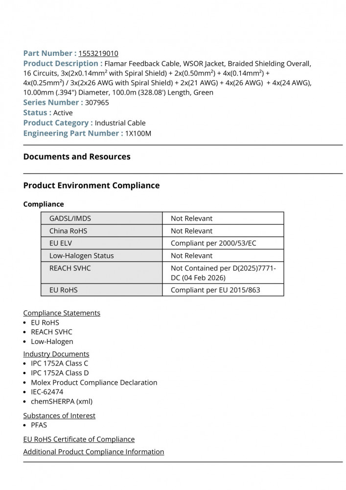 MOLEX product document page 1