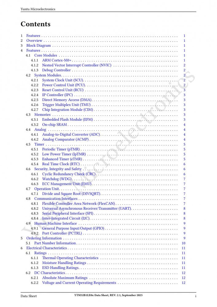 YTM32B1LE0x datasheet page 3