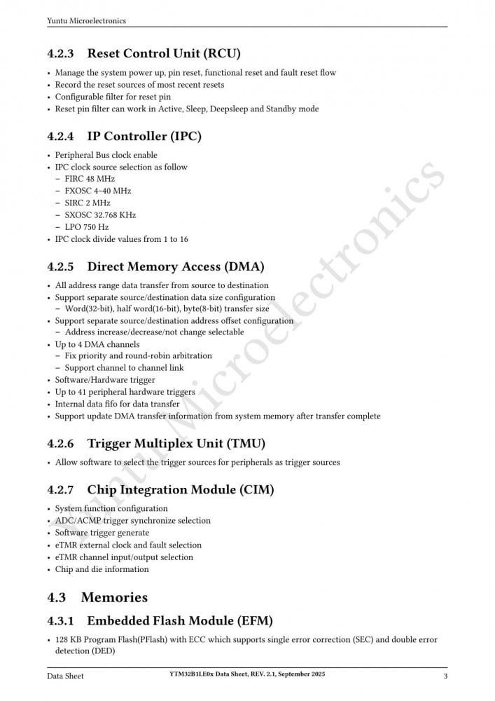 YTM32B1LE0x datasheet page 7