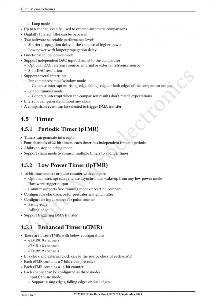 YTM32B1LE0x datasheet page 9