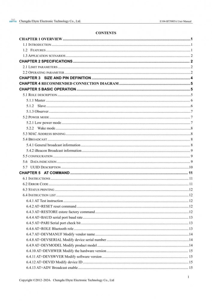 E104-BT5005A manual page 2