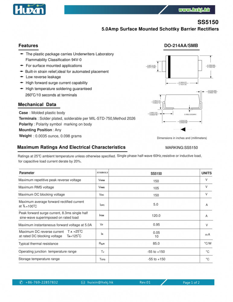 SS5150 datasheet page 1