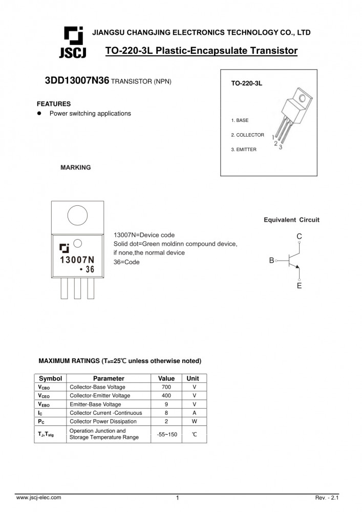 3DD13007N36 datasheet page 1