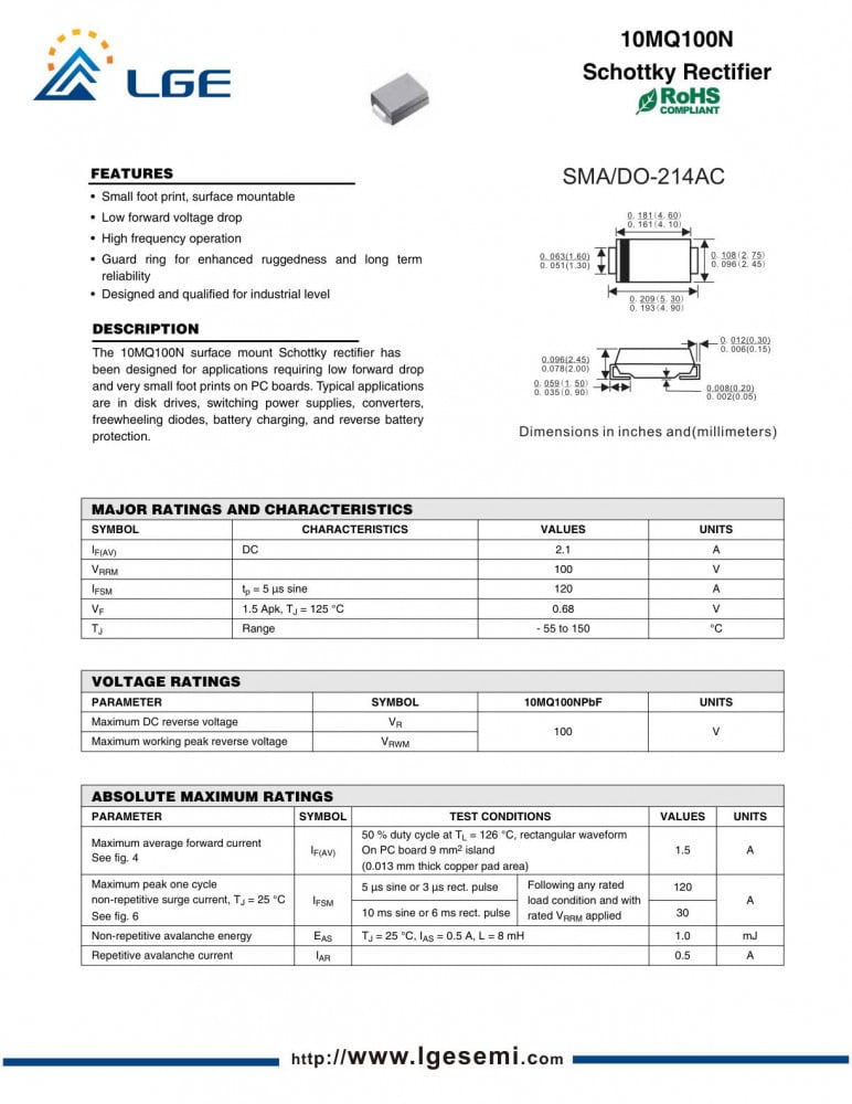 10MQ100N datasheet page 1