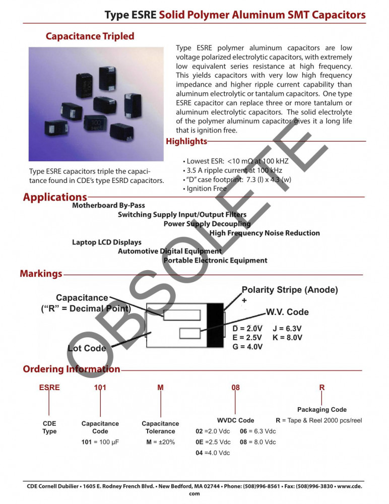 ESRE capacitor technical document page 1