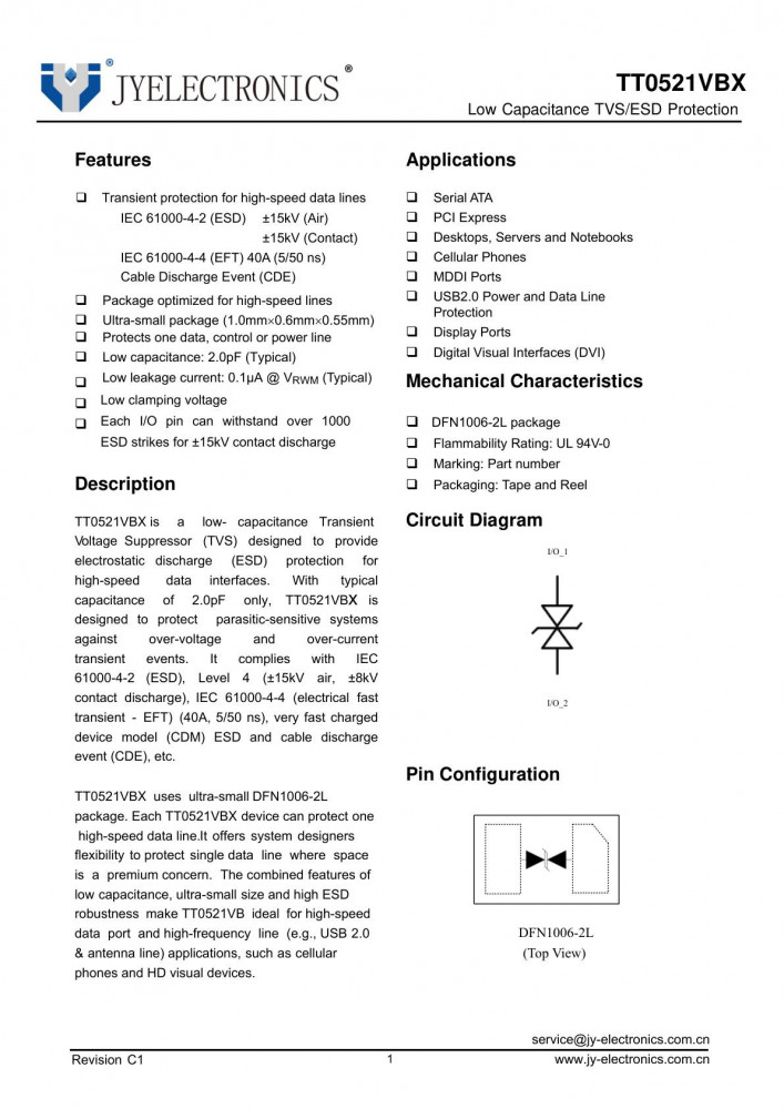 TT0521VBX datasheet page 1