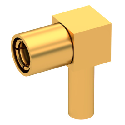 SMB / RIGHT ANGLE PLUG FEMALE CRIMP TYPE FOR 2/50 D CABLE GOLD for sale