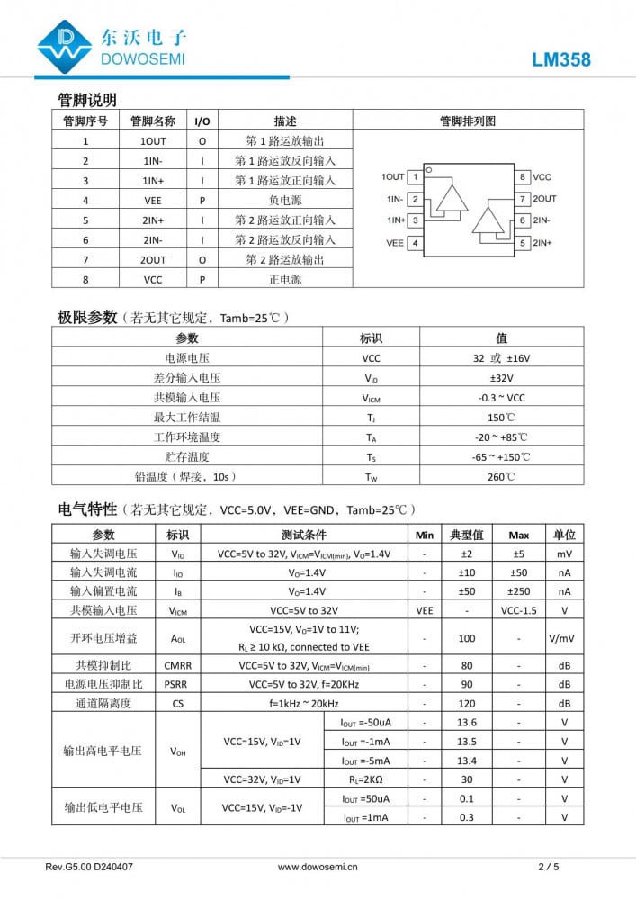 LM358-DW technical document page 2