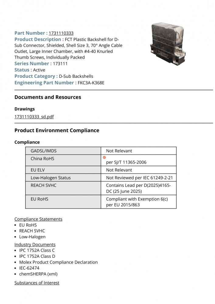 MOLEX 1731110333 product drawing page 1