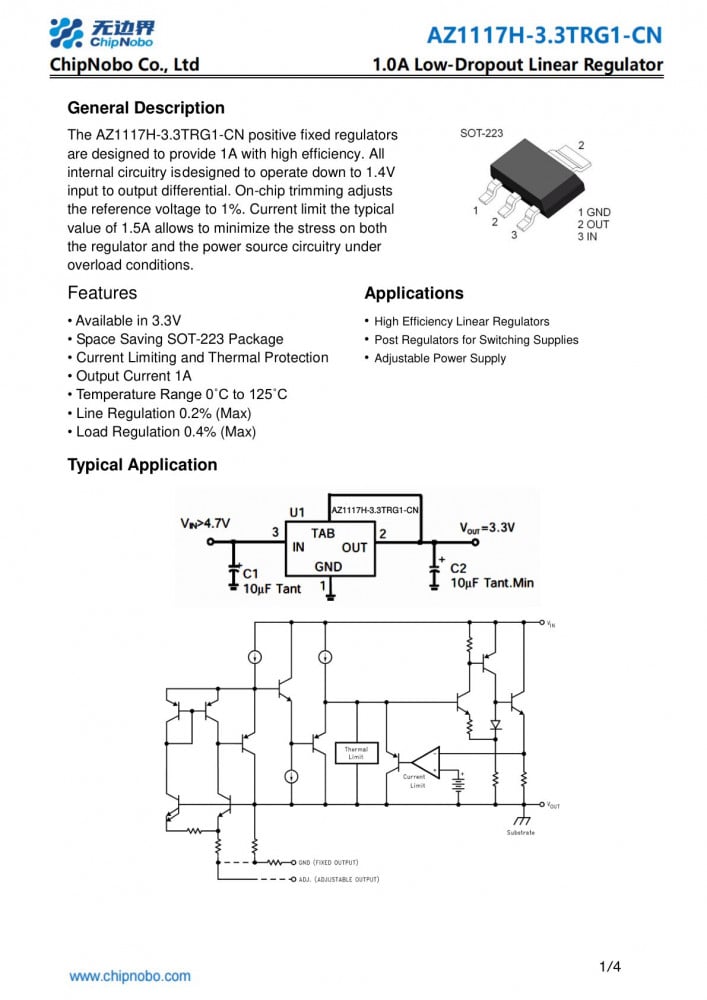AZ1117H-3.3TRG1-CN datasheet page 1