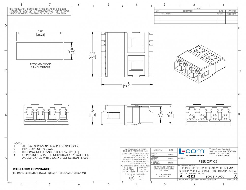 L-com FOA-817-AQU manufacturer drawing page