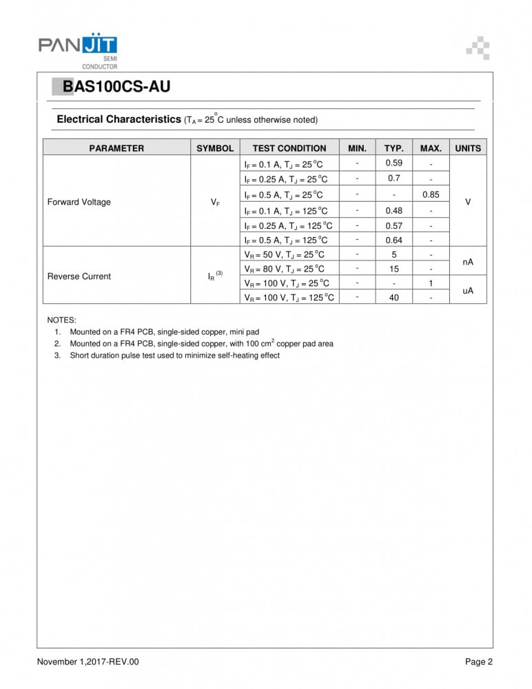 BAS100CS-AU datasheet page 2