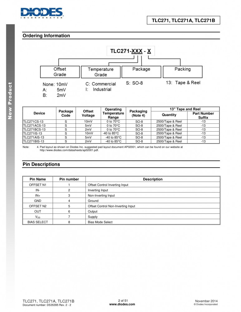 TLC271BCS-13 datasheet page 2
