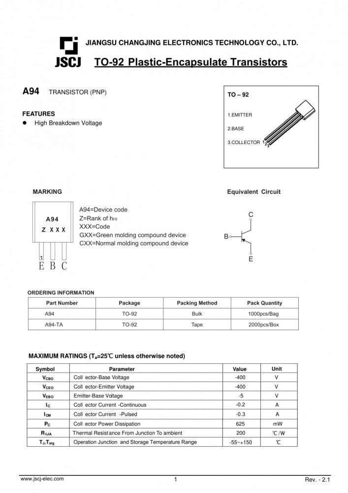 JSCJ A94 datasheet page 1