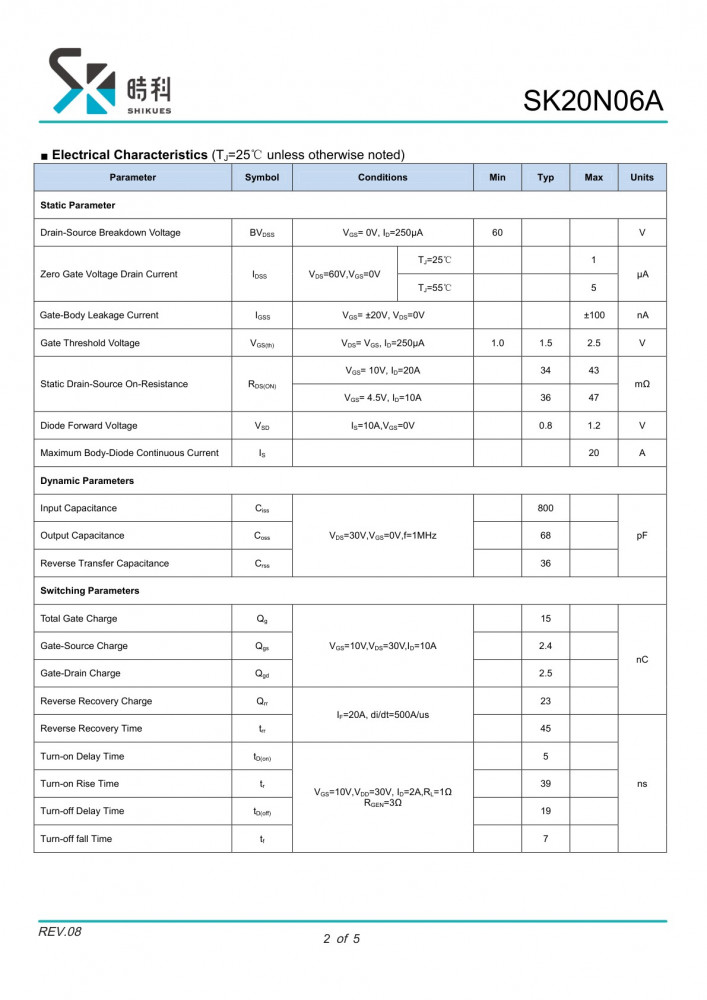 SK20N06A datasheet page 2