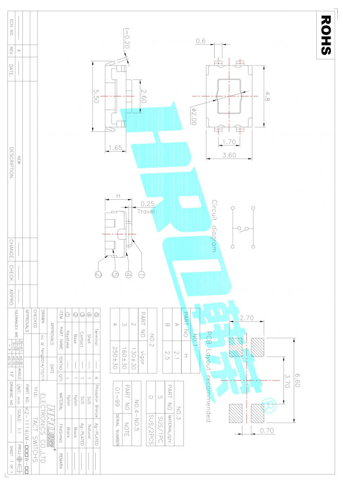 K2-1114UM-B4SW-06 technical drawing and circuit diagram
