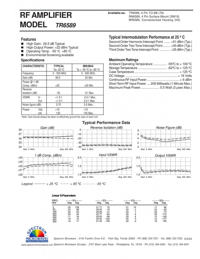 Spectrum Control TR6589 technical document image