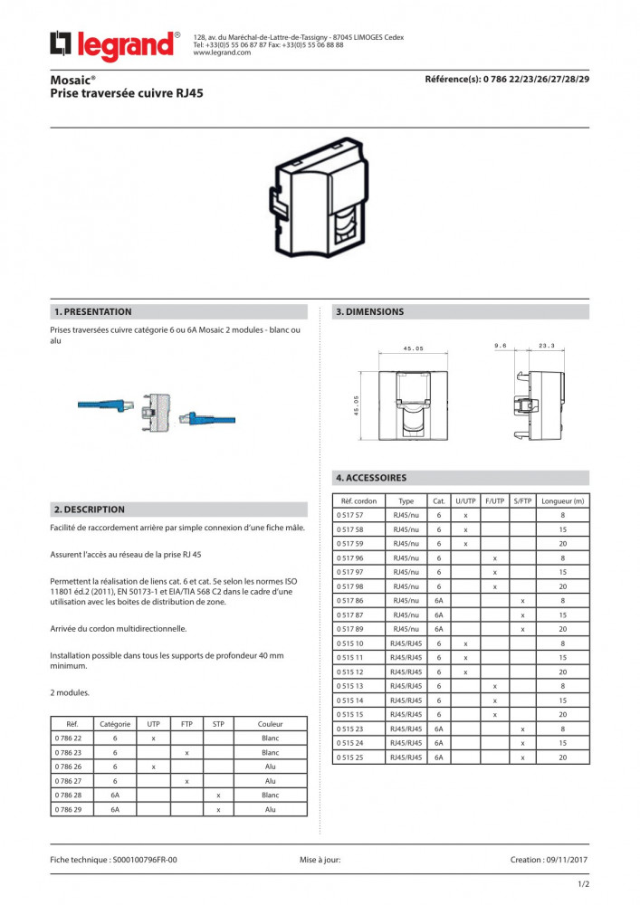 Legrand product documentation page 1